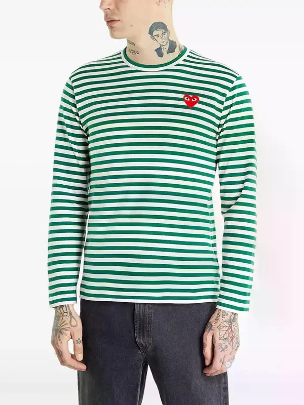 Play Comme Des Garcon Logo-patch Cotton T-shirt - Green