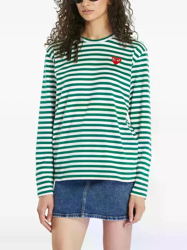 Play Comme Des Garcon Logo-patch Cotton T-shirt - Green