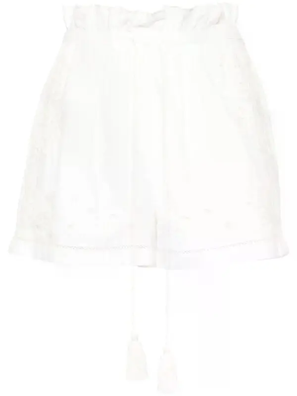 TWINSET Broderie-anglaise Paperbag Shorts - White