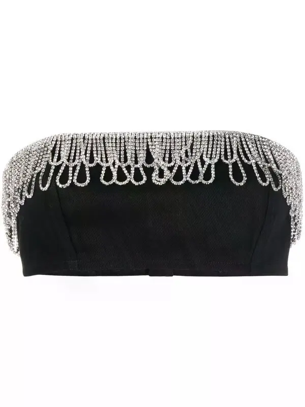 ROTATE BY BIRGER CHRISTENSEN Crystal-embellished Bandeau Top - Black