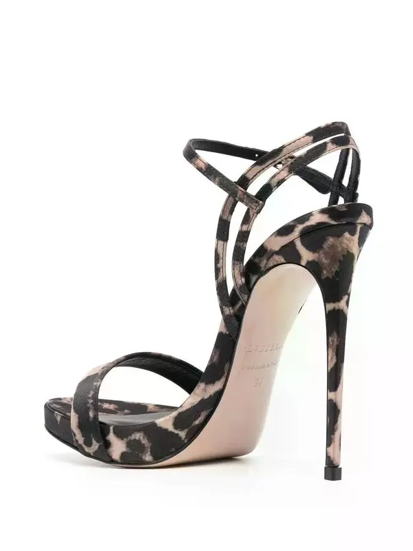 LE SILLA Gwen 130mm Leopard Print Goatskin Sandals