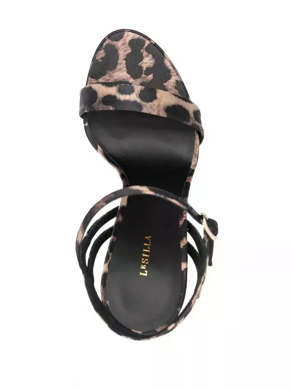 LE SILLA Gwen 130mm Leopard Print Goatskin Sandals