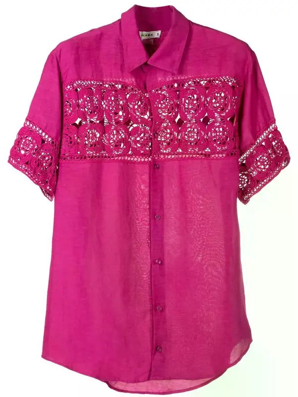 AMIR SLAMA Crochet-panel Short-sleeved Shirt