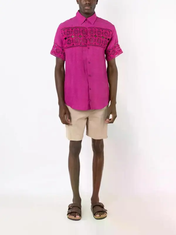 AMIR SLAMA Crochet-panel Short-sleeved Shirt