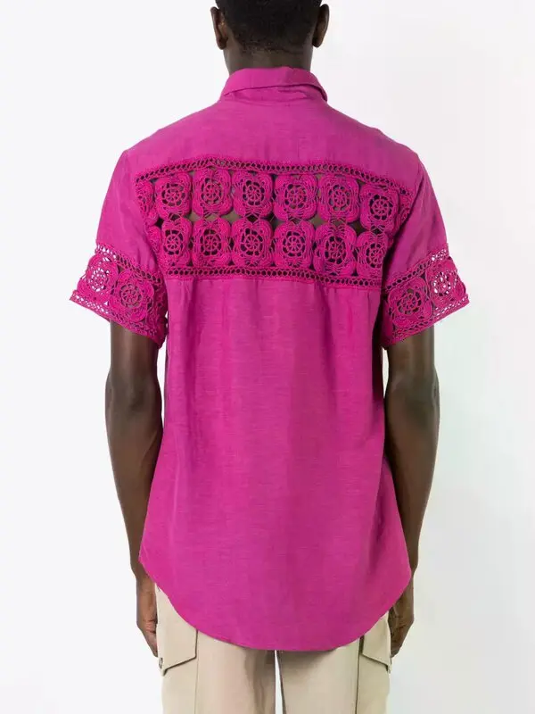 AMIR SLAMA Crochet-panel Short-sleeved Shirt