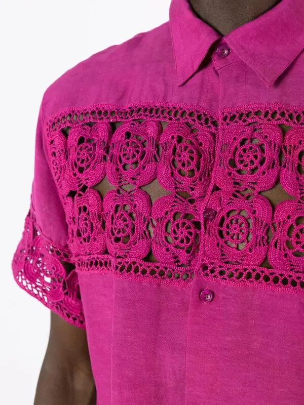 AMIR SLAMA Crochet-panel Short-sleeved Shirt