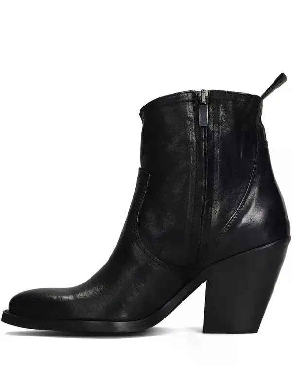 METISSE Leather High Block Heel Boots