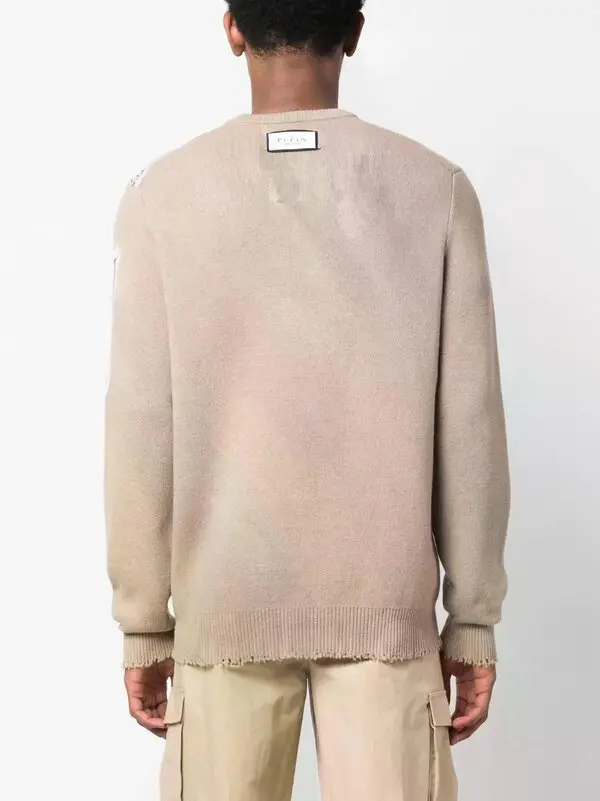 Philipp Plein Skull Patterned Intarsia Knit Sweatshirt