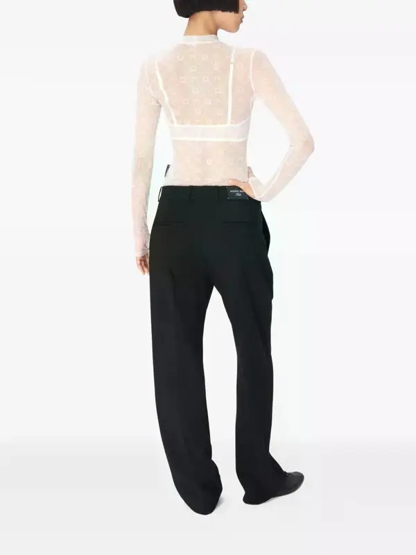 MARINE SERRE Mock Neck Sheer Long Sleeve Top