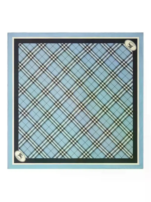 Burberry Checked Silk Scarf - Blue