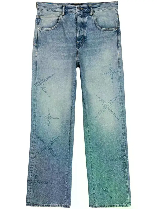 PURPLE BRAND Rhinestone-embellished Straight-leg Jeans - Blue
