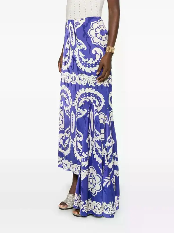 Etro Asymmetric Floral Print Midi Skirt