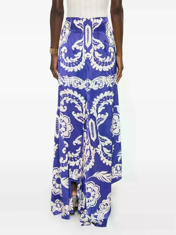 Etro Asymmetric Floral Print Midi Skirt