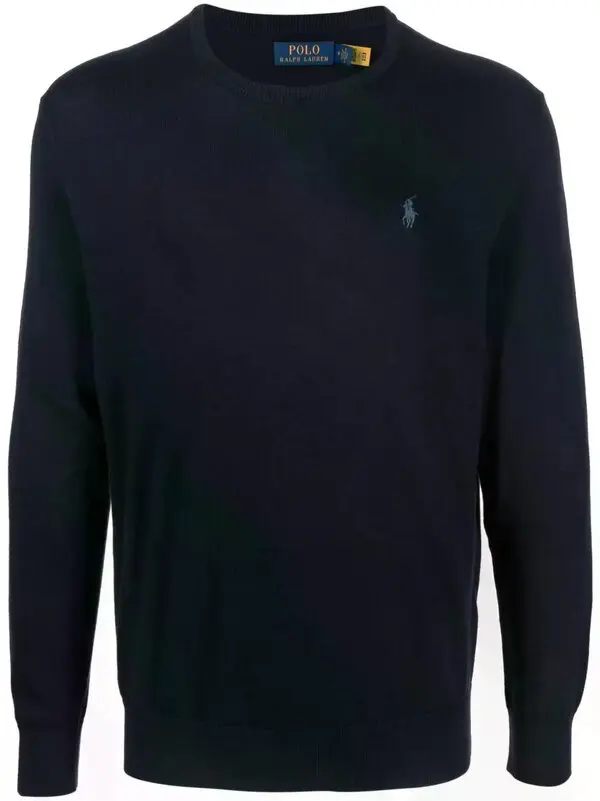 Polo Ralph Lauren Knitted Jumper With Embroidered Logo - Blue