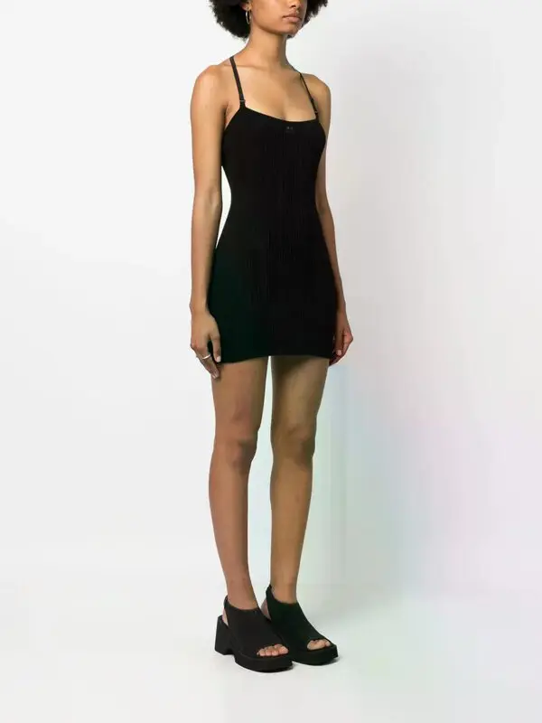 COURREGES Logo-patch Ribbed-knit Minidress