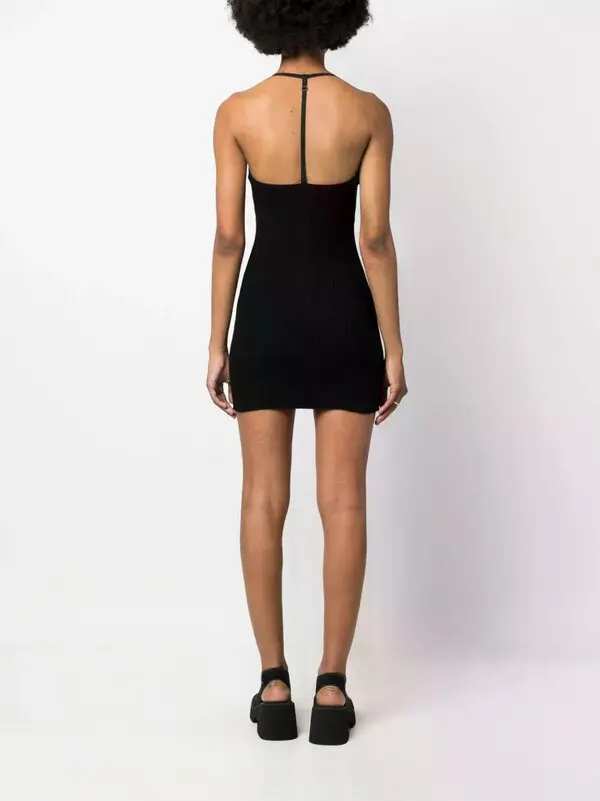 COURREGES Logo-patch Ribbed-knit Minidress