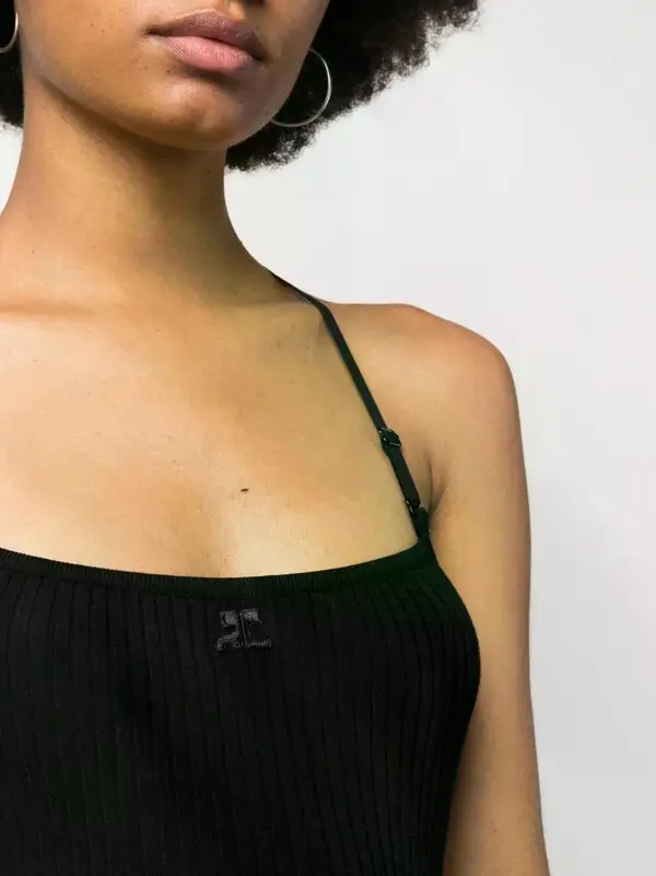 COURREGES Logo-patch Ribbed-knit Minidress