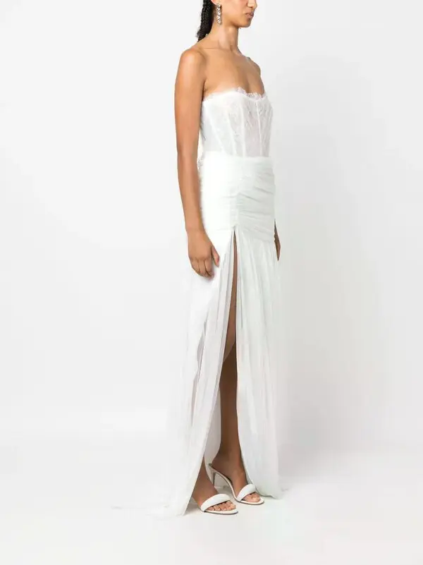 ANA RADU Corset-style Draped Maxi Dress - White