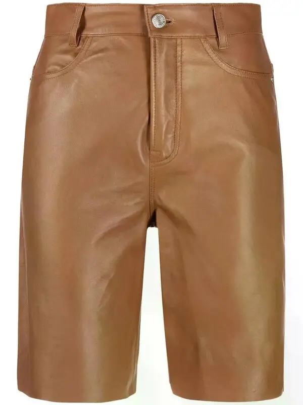 FRAME High-waisted Leather Shorts