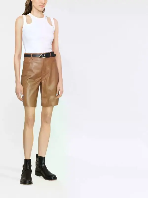 FRAME High-waisted Leather Shorts