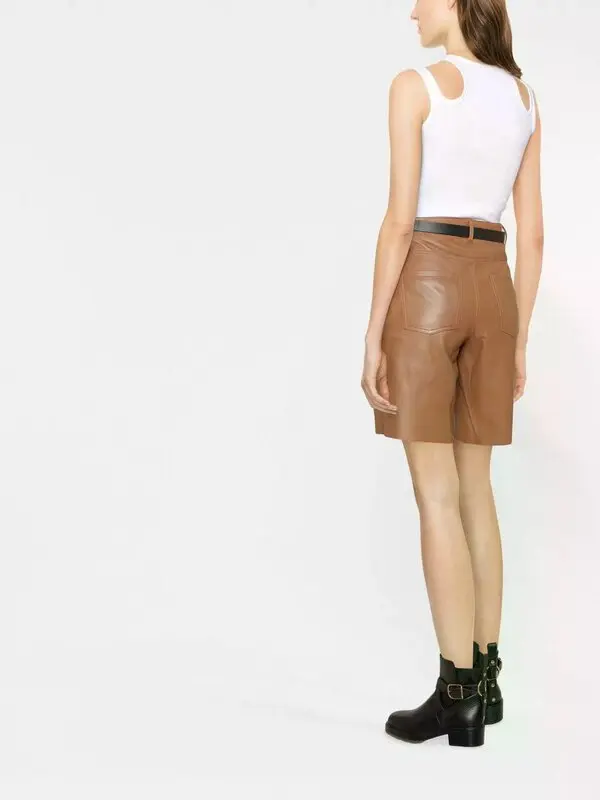 FRAME High-waisted Leather Shorts