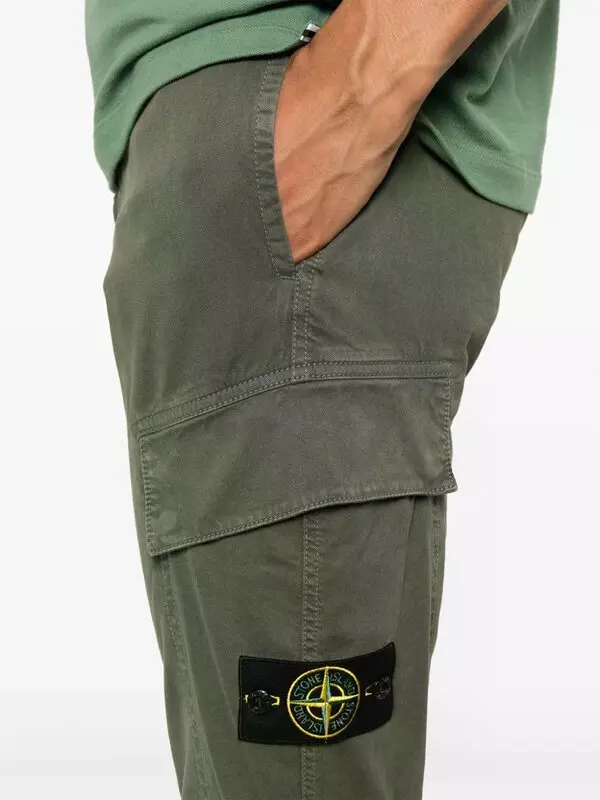 Stone Island Organic Cotton Twill Cargo Trousers - Green