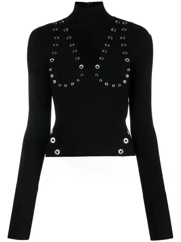 Off-White Eyelet-embellished Knitted Top