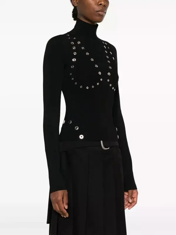 Off-White Eyelet-embellished Knitted Top