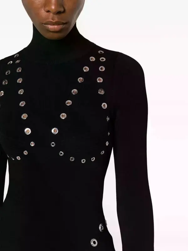 Off-White Eyelet-embellished Knitted Top