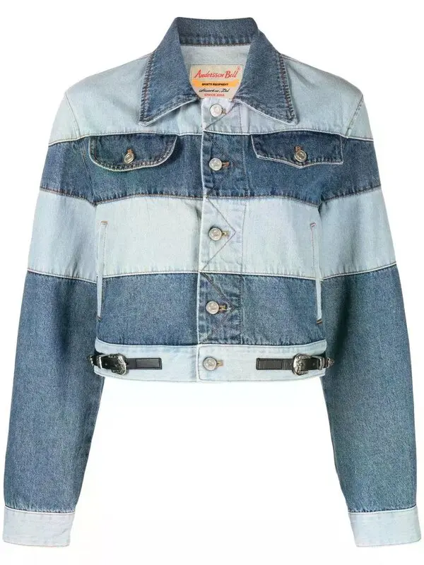Andersson Bell Mahina Patchwork-striped Denim Jacket