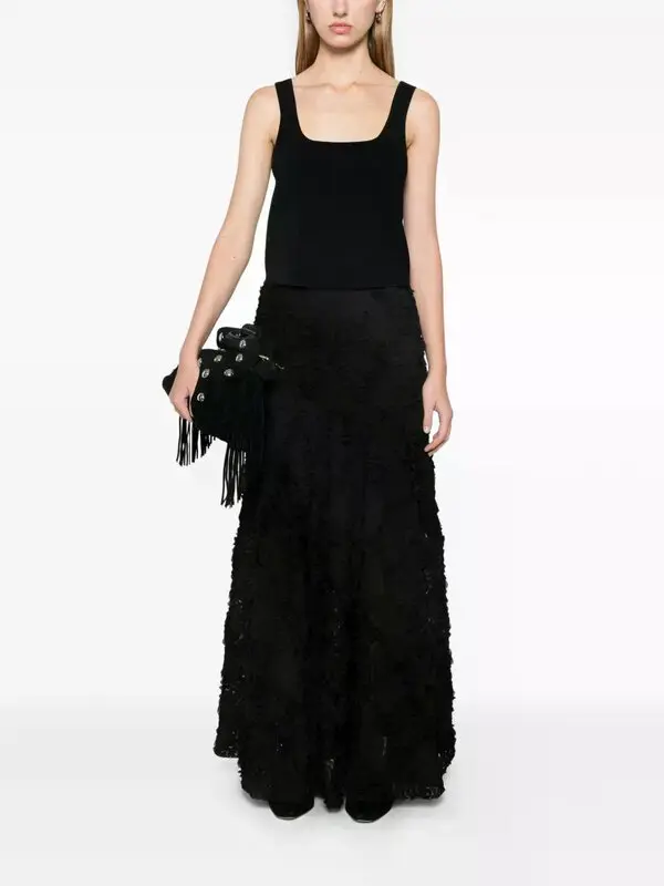 Maje Embroidered Tulle Maxi Skirt - Black
