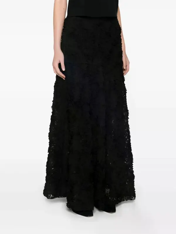Maje Embroidered Tulle Maxi Skirt - Black