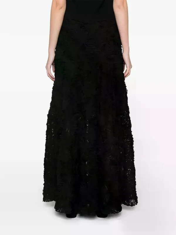 Maje Embroidered Tulle Maxi Skirt - Black