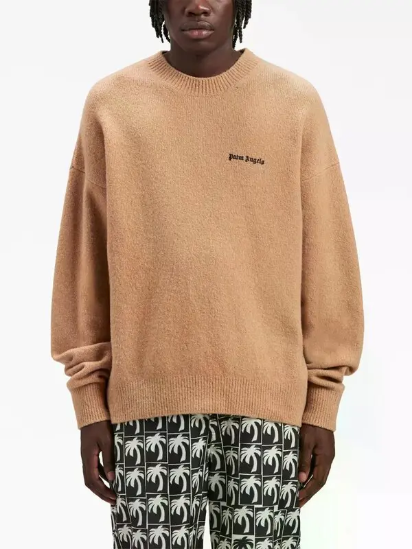 Palm Angels Logo-embroidered Wool-blend Jumper