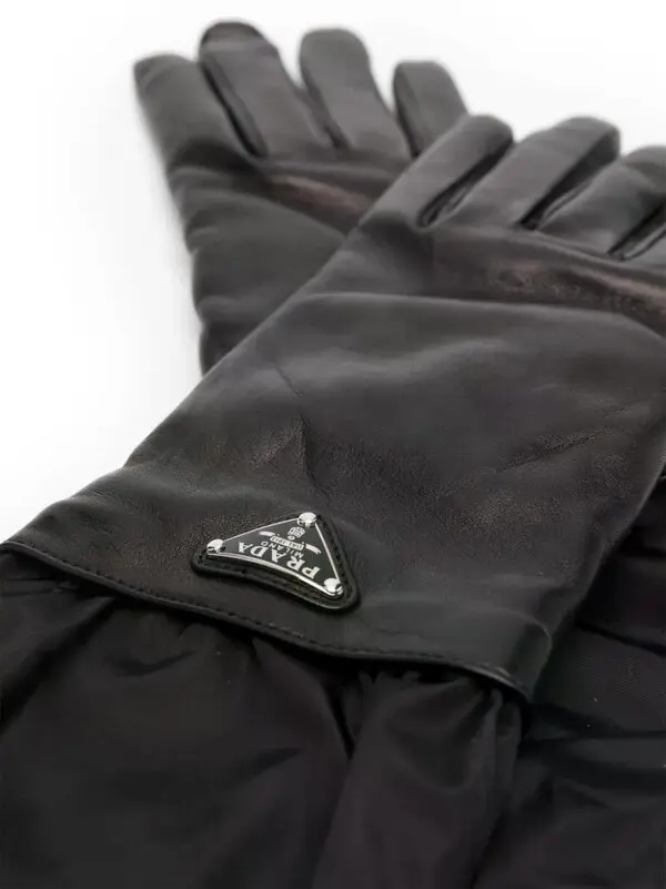 Prada Enamel-logo Leather Gloves