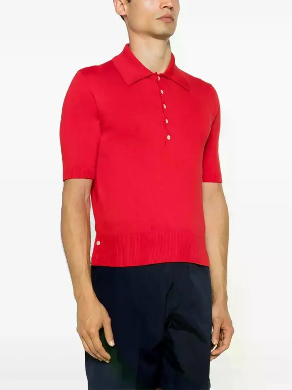 Thom Browne Cotton 4-bar Relaxed Fit Polo - Red