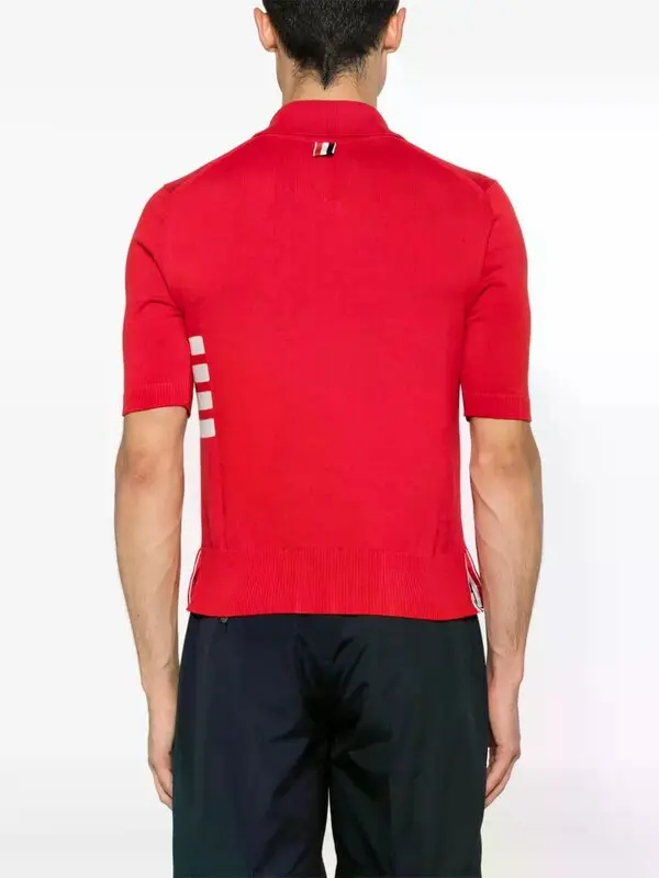 Thom Browne Cotton 4-bar Relaxed Fit Polo - Red