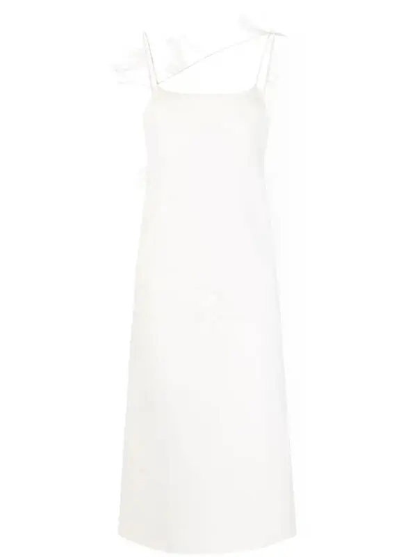 JIL SANDER Feather-trim Slip Dress - Neutrals