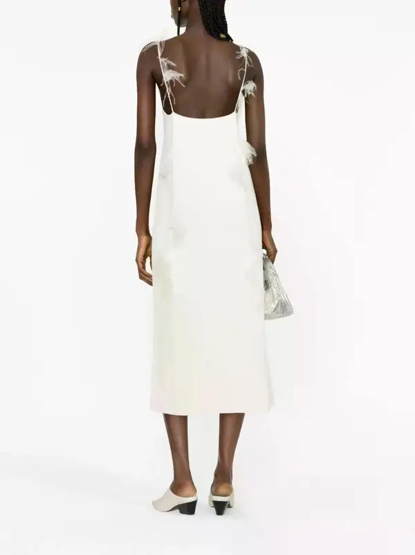 JIL SANDER Feather-trim Slip Dress - Neutrals