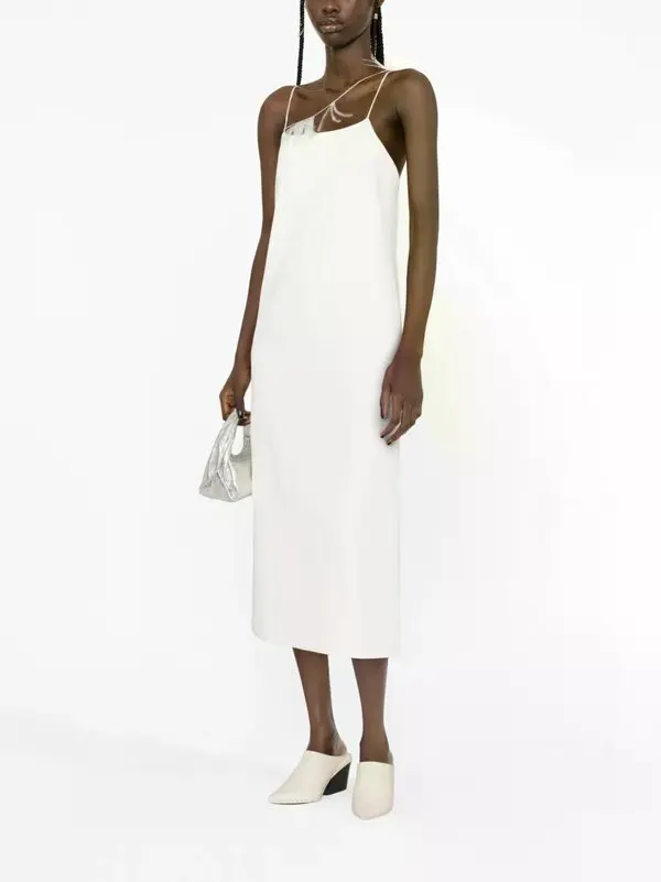 JIL SANDER Feather-trim Slip Dress - Neutrals