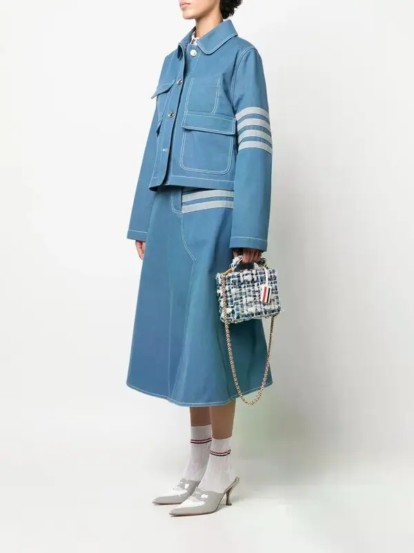 Thom Browne Mini Denim Pouf Tweed Bag - Blue