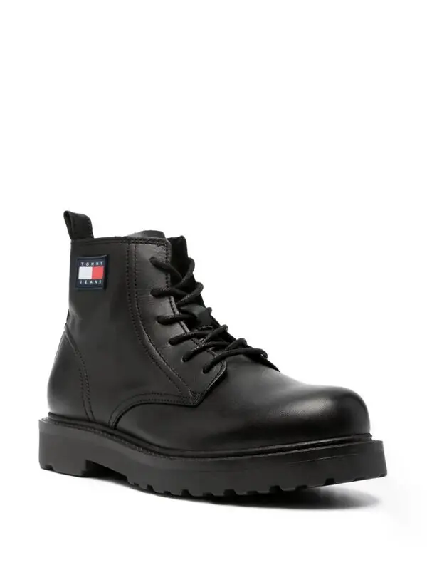 Tommy Hilfiger Logo-patch Lace-up Leather Boots