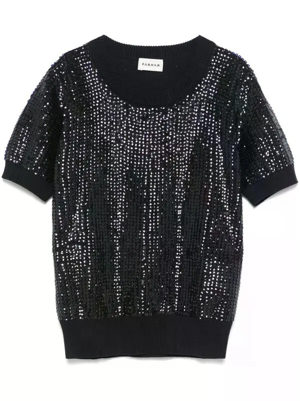 P.a.r.o.s.h Sequin-embellished T-shirt - Blue