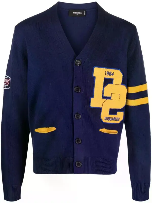 Dsquared2 College Shetland Wool Cardigan - Blue