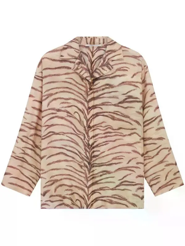 Stella McCartney Tiger-print Silk Pajama Shirt - Neutrals