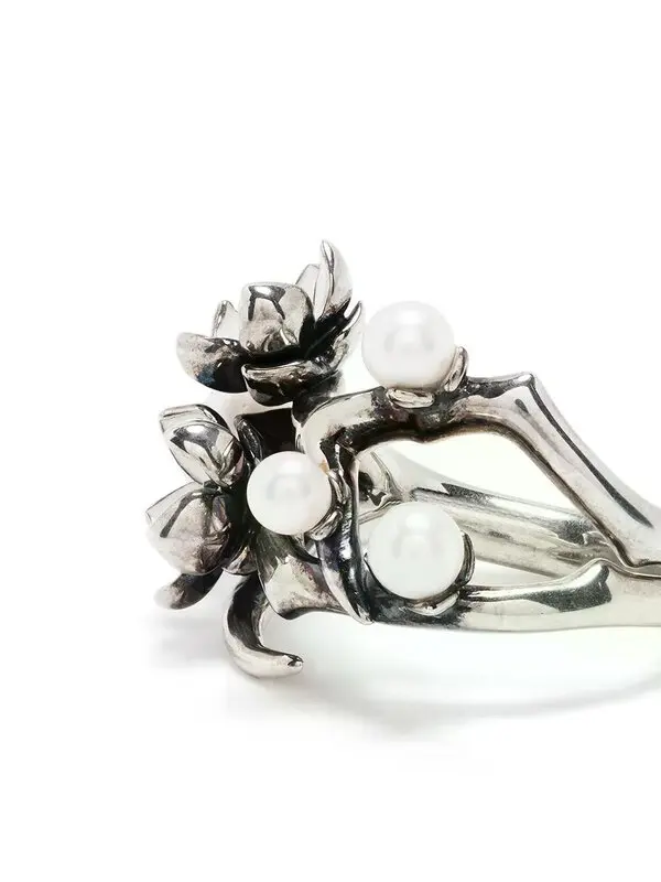 SHAUN LEANE Cherry Blossom Diamond And Pearl Ring - Silver