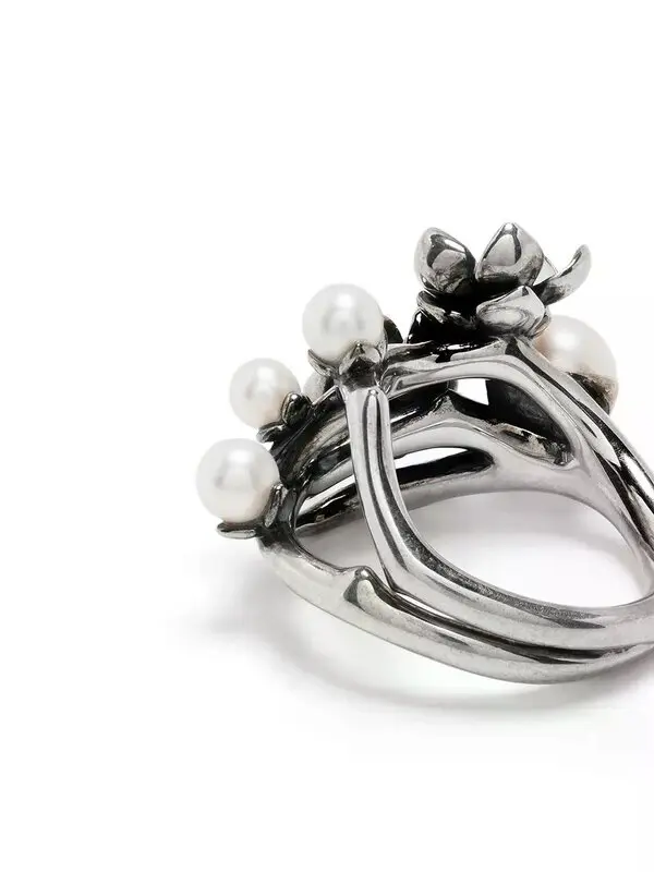 SHAUN LEANE Cherry Blossom Diamond And Pearl Ring - Silver