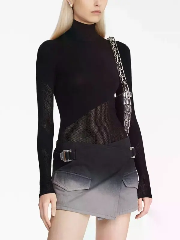DION LEE Helix Mesh-detail Knitted Top