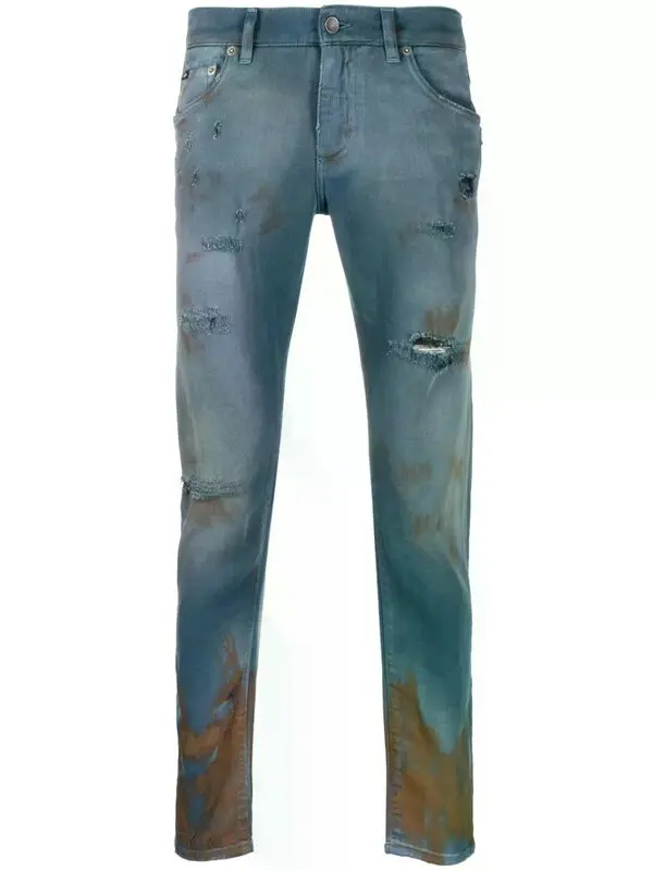 Dolce & Gabbana Distressed Straight-leg Jeans