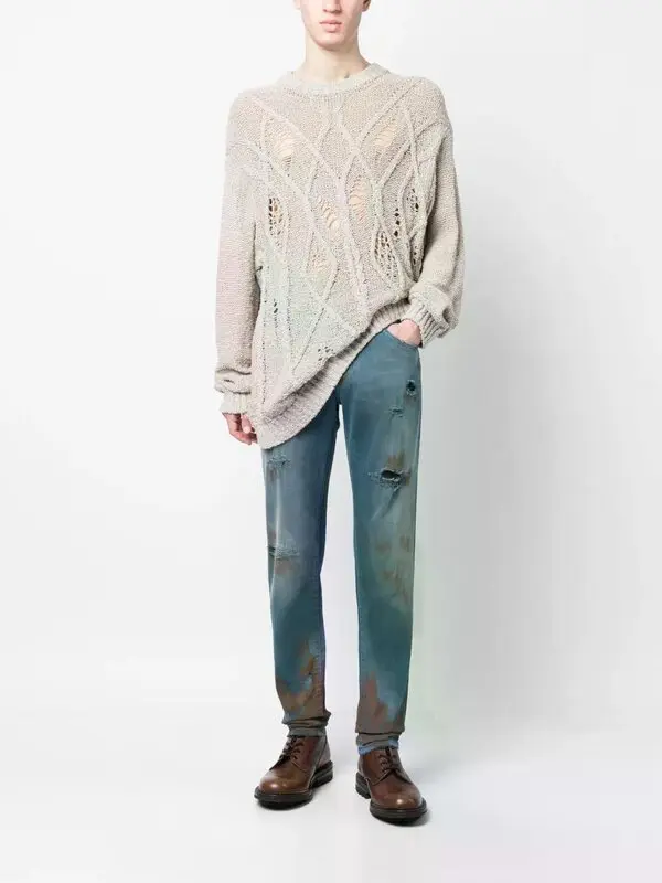 Dolce & Gabbana Distressed Straight-leg Jeans